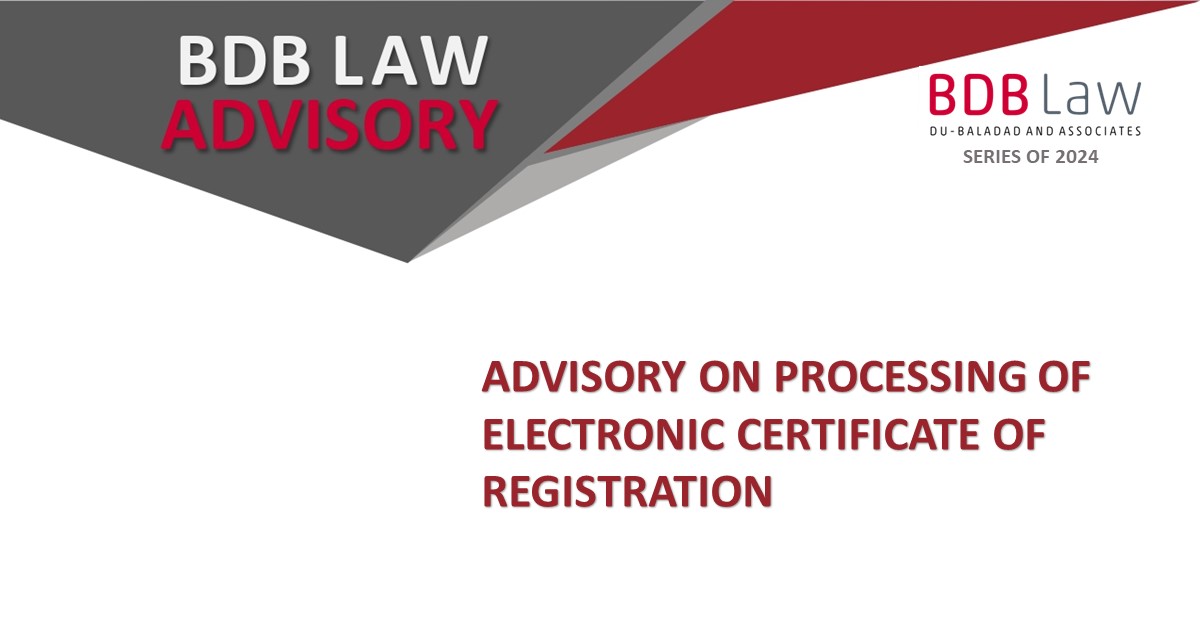 Advisory on Processing of Electronic Certificate of Registration